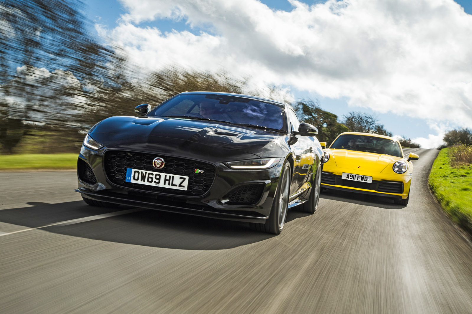 V8 vs flat-six: Jaguar F-Type R battles Porsche 911 | Autocar